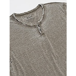 Lucky Brand Men's Venice Burnout Notch Neck Tee Shirt, Dark Olive, Medium