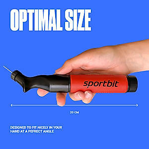 SPORTBIT Ball Pump with 5 Needles - Push & Pull Inflating System - Great for All Exercise Balls - Volleyball Pump, Basketball Inflator, Football & Soccer Ball Air Pump - Goes with Needles Set