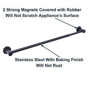 18-31.5 Inches Adjustable Magnetic Towel Bar Holder for Refrigerator, Magnet Classroom Flip Calendar Chart Rod for Whiteboard, Fridge Top Guard Rack Stop Items from Falling, Black