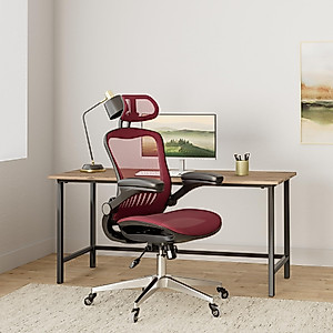 Nouhaus Ergonomic Mesh Office Chair Comfy Gaming Chairs with Adjustable Headrest & Armrest, Big and Tall Swivel Desk Computer Chair Tilt Function(ErgoFlip, Burgundy)