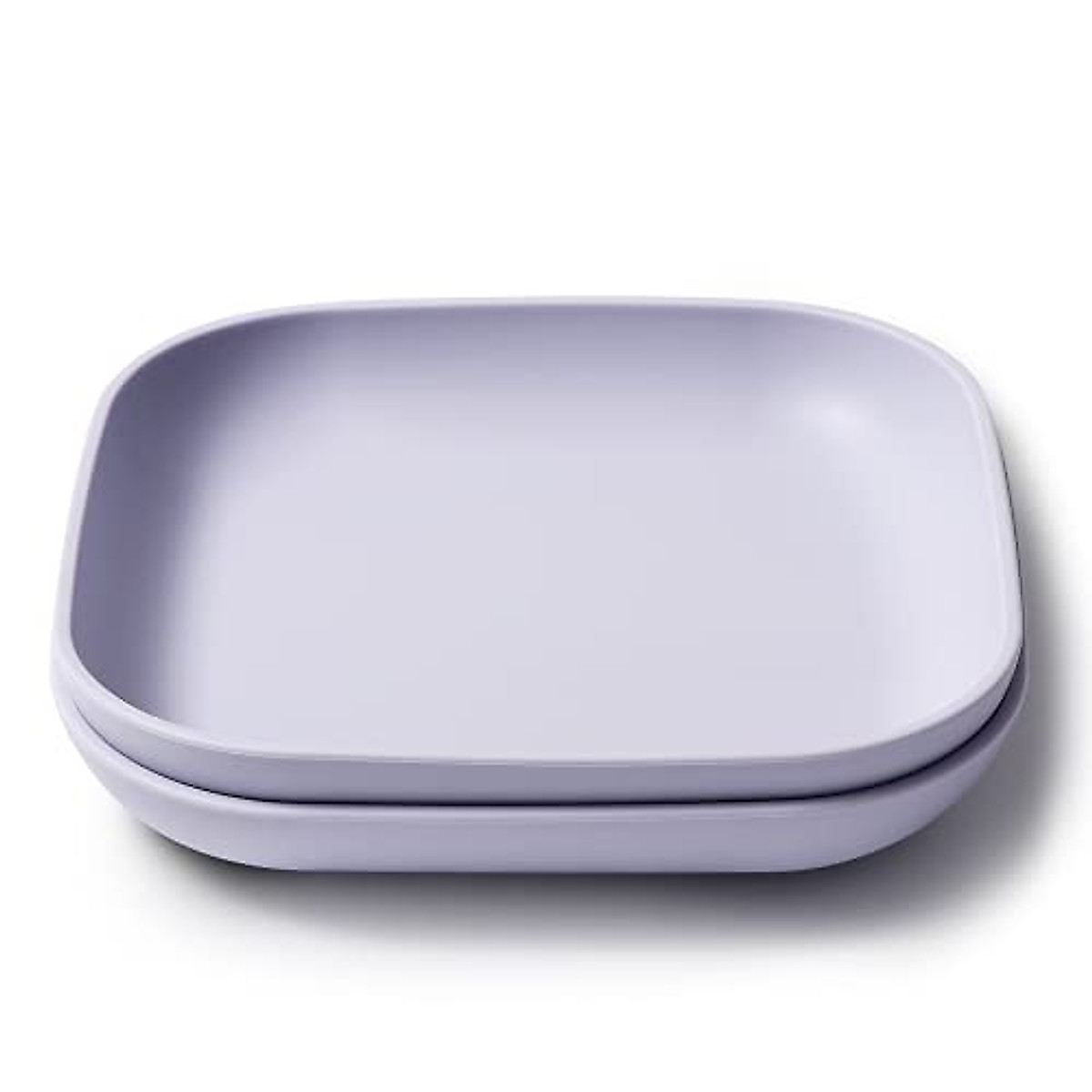 BABELIO Silicone Toddler Plates, 2 Pack Undivided Baby Self Feeding Utensils, BPA Free, Microwave, Oven and Dishwasher Safe, Soft and Durable Silicone Tray (Lilac Grey)