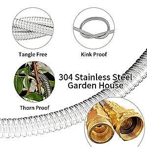 Cromtac Stainless Steel Hose 304 Wide Diameter with Multifunctional Metal Spray Gun Solid Metal Portable and No Kinks (100)