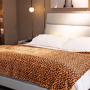 Leopard Blanket Cozy Warm Cheetah Print Throws and Blankets Fuzzy Plush Fleece Blankets with Leopard Print for Sofa, Couch, Bed 60 * 80 Inch