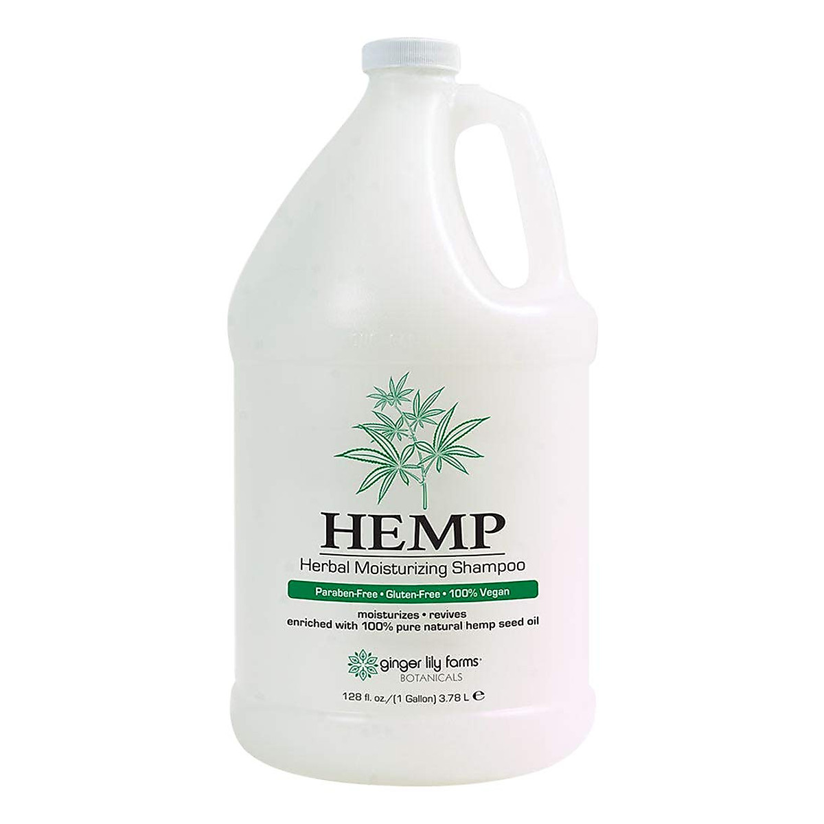 Ginger Lily Farms Botanicals HEMP Herbal Moisturizing Shampoo, Enriched with 100% Pure Natural Hemp Seed Oil, 100% Vegan & Cruelty-Free, 1 Gallon Refill