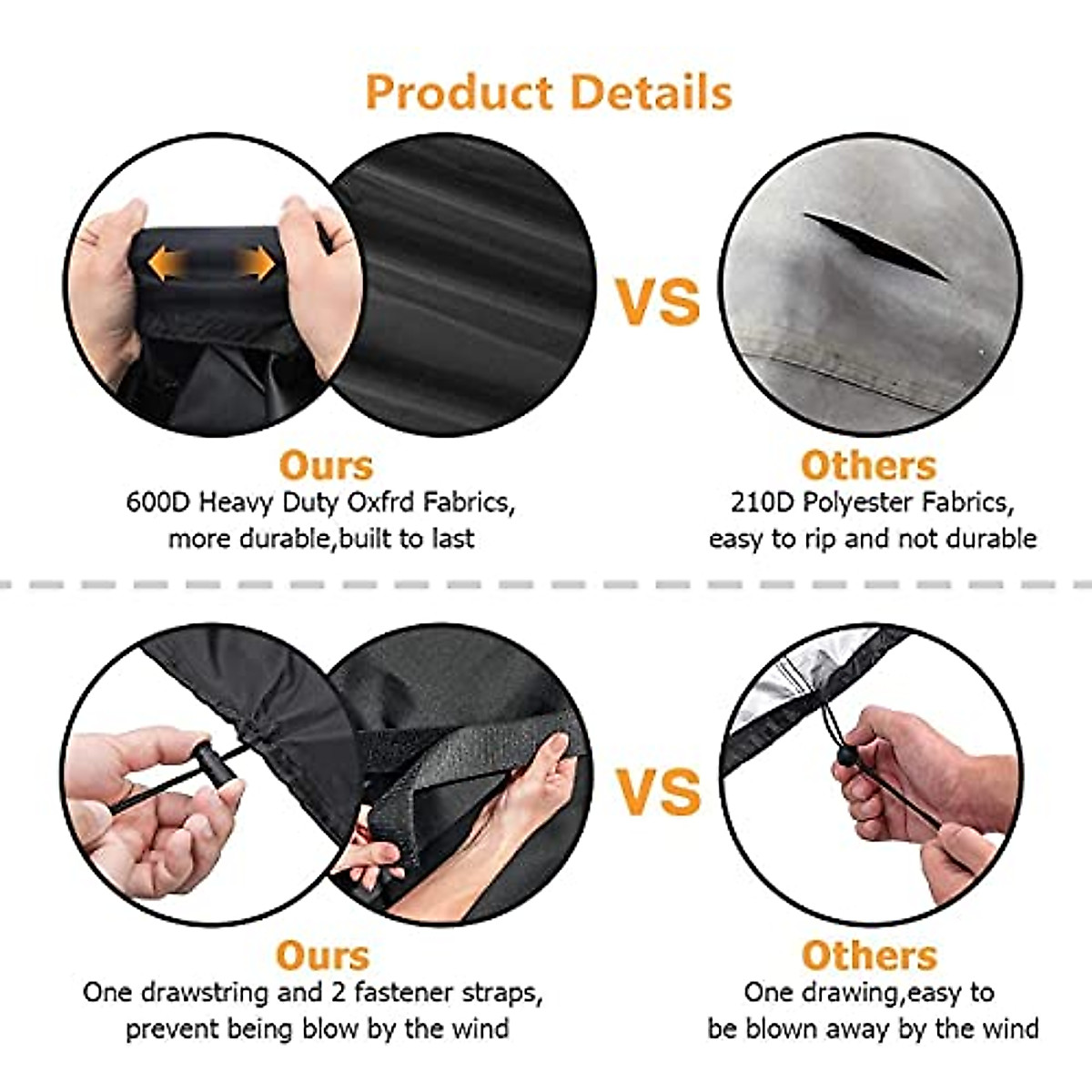 TENOVER Patio Furniture Covers,71" x 47" x 29" Larger Patio Rectangular Outdoor Covers of 600D Oxford Fabric with 4 Windproof Buckles Waterproof, Rain-Snow Proof Anti-UV