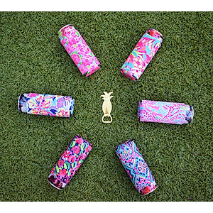 6-Pack Slim Can Neoprene Insulators in Cute Floral Patterns and Pineapple Bottle Opener| Perfect for Insulator for 12oz Tall Drinks Like White Claw, Truly, Red Bull, Spiked Seltzer, Michelob Ultra!