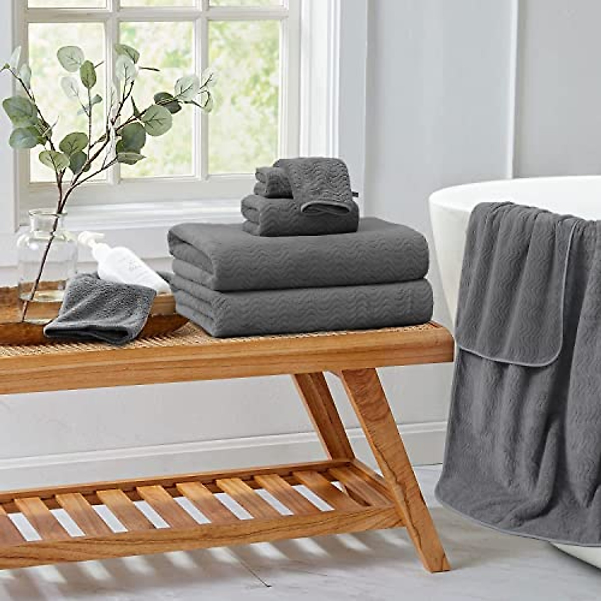 4 Pack Washcloths Set 13"x13",Grey Towel Set for Bathroom,Highly Absorbent & Quick Dry Washcloths for Daily Use,Soft Microfiber Multipurpose Washcloths Premium Towel Set for Hotel, Spa, Shower, Gym