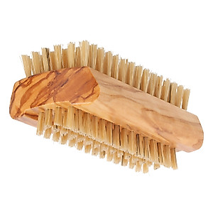 Redecker Natural Pig Bristle Nail Brush with Waxed Olive Wood Handle, 3-3/4-Inches
