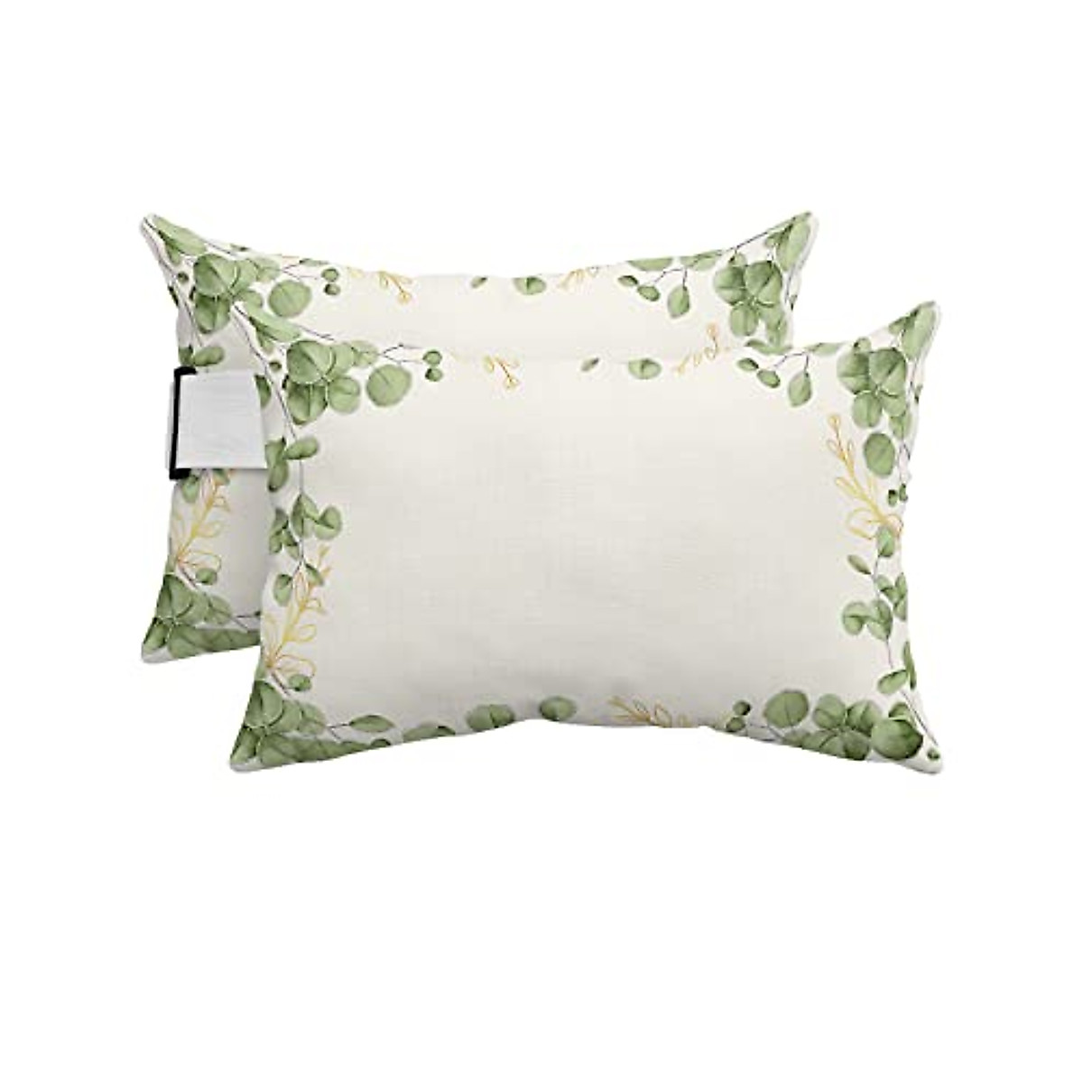 Prime Leader Recliner Head Pillow Ledge Loungers Chair Pillows with Insert Summer Eucalyptus Leaves Green Watercolor Retro Lumbar Pillow with Adjustable Strap Outdoor Waterproof Patio Pillows, 2 PCS