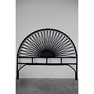 Creative Co-Op Black Rattan Queen Size Headboard