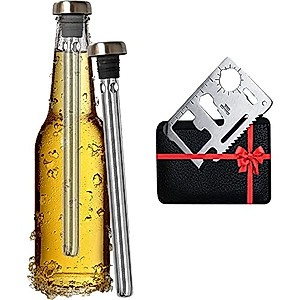 Best Beer Chiller Sticks for Bottles and Cap Opener 2 Pack - Beer Gifts for Men - Top Saint Patrick's Day Idea for Dad Husband Beer Lovers Accessories - Unique Practical Gift for Beer Lovers