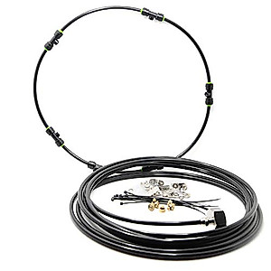 iRuiZhe Outdoor Fan Mist Cooling System Kit for Patio Fan Garden Greenhouse 19.6FT(5.9M) Misting Line & 5 Metal Mist Nozzles + Galvanized Solid Brass Adapter Suitable