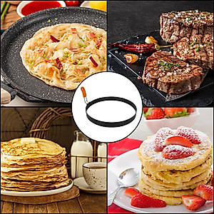 YOUNTHYE 9PCS Egg Rings for Griddle 4,6,8 Inch Pancake Ring Set Omelette Ring for Griddle with Silicone Handle Round Egg Cooker Ring Non-stick Stainless Steel Egg Rings for Breakfast Omelette Sandwich