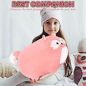 Fox Plush Stuffed Animal-16" Pink Fox Plush Pillow, Cute Plushies, Stuffed Fox Plush Toy Kawaii Pink Stuffed Animal Fox Plushie Hugging Pillow Christmas Birthday Gifts for Kids Girls Boys Girlfriend