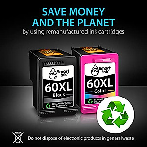 Smart Ink Remanufactured Ink Cartridge Replacement for HP 60 XL 60XL (Black & Color Combo Pack) to use with Deskjet D2530 D2545 F2430 F4440 Envy 100 110 120 Photosmart C4640 C4650 C4680 C4780 C4795
