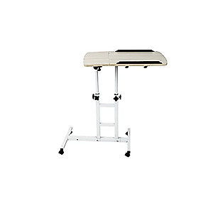 Mind Reader Rolling Standing Desk Home Office Laptop Workstation Locking Wheels Adjustable Angle, White, Wood