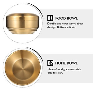 YARNOW Rice Washing Bowl Stainless Steel Rice Bowl with Lid, Vacuum Insulated Bowl with Lid, Double Layer Bowl with Lid, for Rice Soup Noodles Cereal (4.5 x 2.9 Inch, Golden) Rice Bowls