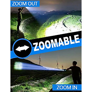 SZJIEIFR LED 18650 Flashlight Tactical Flashlights Rechargeable LED Flashlight, 5 Modes Zoomable USB Fast Charging Flash Light,Bright Long Range for Home Outdoor, Hiking, Camping, Hurricane Supplies