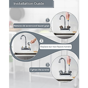 Phivan Commercial Faucet Handle Replacement Kit Outdoor Faucet Handles 0.43 Round Stem Hole Faucet Handle Fits Most 3/8 Shaft Sillcock Valve Stems for Industrial, Restaurant, Kitchen Faucet (Red)