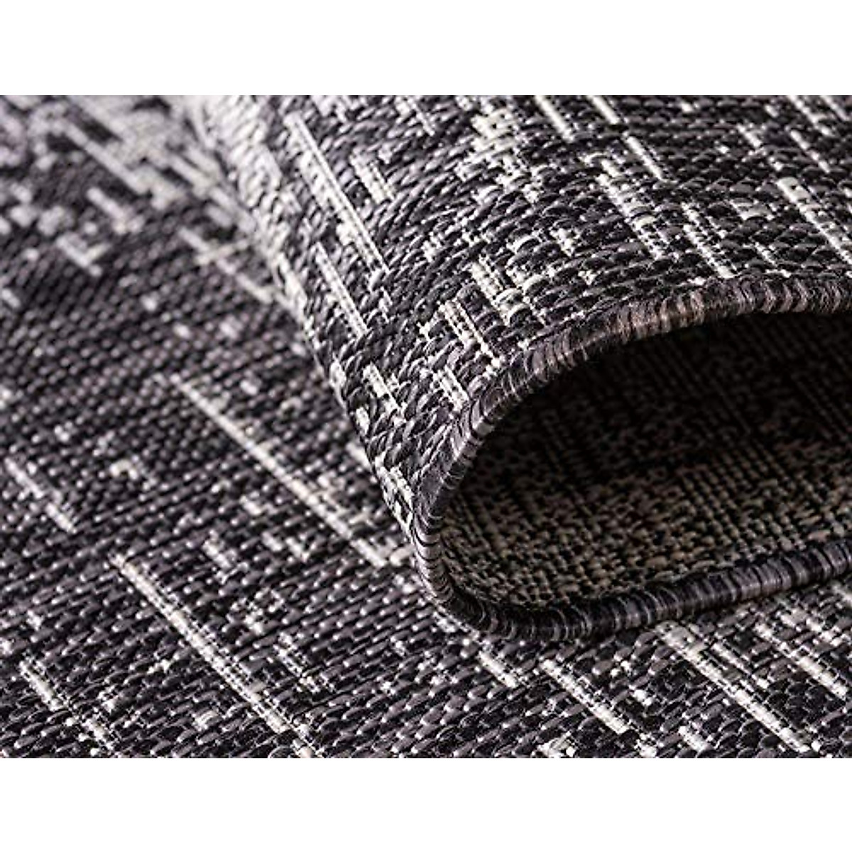 Unique Loom Outdoor Modern Collection Area Rug - Ombre (4' 1" x 6' 1" Rectangle, Charcoal Gray/ Ivory)