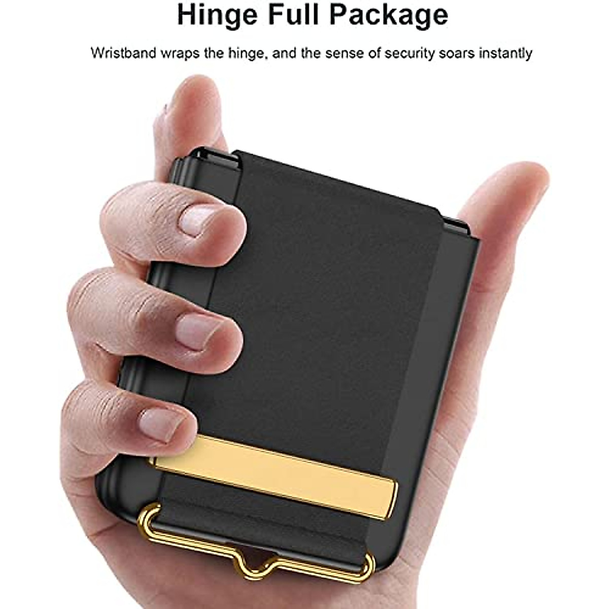 EAXER for Samsung Galaxy Z Flip 4 5G Case, Luxury Slim Hard PC Folding Case Cover Waistband Premium Hard PC Case with Strap Clips All-Round Shockproof Protective Case Cover (Black)