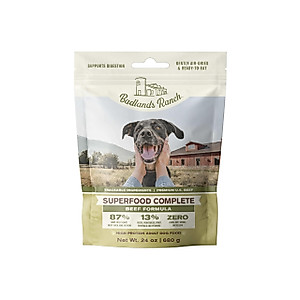 BADLANDS RANCH Superfood Complete, Air-Dried Adult Dog Food, 24 Ounce Premium Beef and Super Gut Organic Supplement 90 Grams, 30 Scoops