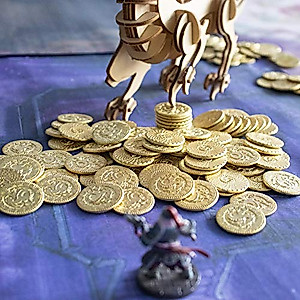 50 DND Coins Fantasy Coins & Leather Bag Metal Tokens Game Coins for Board Games Table RPG Board Game Accessories Golden Suit for Dungeons & Dragons Medieval Game Retro DND Props