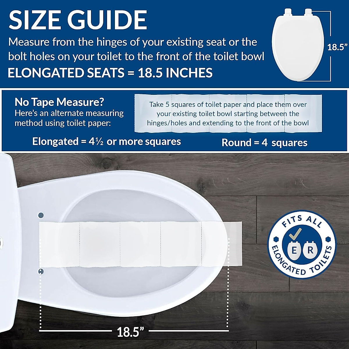 MAYFAIR 1843SLOW 000 Lannon Toilet Seat will Slow Close and Never Loosen, ELONGATED, Durable Enameled Wood, White