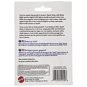 SPOT Ethical Products Kitty LED/Light up Cat Toy Balls / 2 Pack, Multi