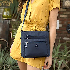 BESIDE-U Buena RFID Guarded Zip Pocket Medium Travel Crossbody in Black