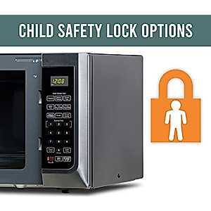 Farberware Countertop Microwave 1100 Watts, 1.3 cu ft - Microwave Oven With LED Lighting and Child Lock - Perfect for Apartments and Dorms - Easy Clean Stainless Steel