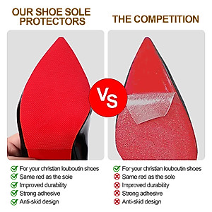 Ashoesert Red Bottoms Sole Protector,Shoe Sole Protector for Christian Louboutin High Heels, Anti Slip Shoe Grips Pads Compatible with Louboutin Shoes -2 Pairs（6.0"×4.0",Red）