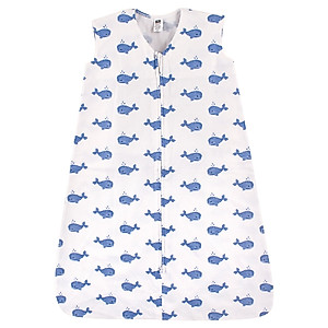 Hudson Baby Unisex Baby Cotton Sleeveless Wearable Sleeping Bag, Sack, Blanket, Whale, 18-24 Months