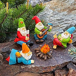 Mood Lab Miniature Garden Gnomes - Camping Gnome Kit of 5 pcs - Figurines & Accessories Set - Outdoor or House Decor