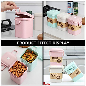 YARDWE Microwave Breakfast Cup Sealed Insulated Food Jar: Microwave Soup Mug with Lid 600ml Pink Square Wheat Straw Cereal Cup with Cover Spill Proof Soup Travel Container
