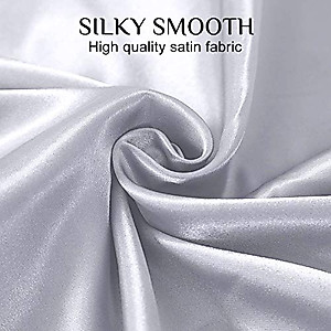 AIMTOP Satin Pillowcases for Hair and Skin, Silver Grey Silk Pillowcases Standard Size Set of 2, Lightweight Soft Microfiber Pillow Case with Envelope Closure (20x26 Inches)
