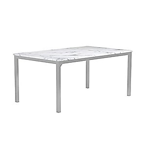 Coaster Furniture Athena Rectangle Marble Top Dining Table Carrara Mable and Chrome 110101