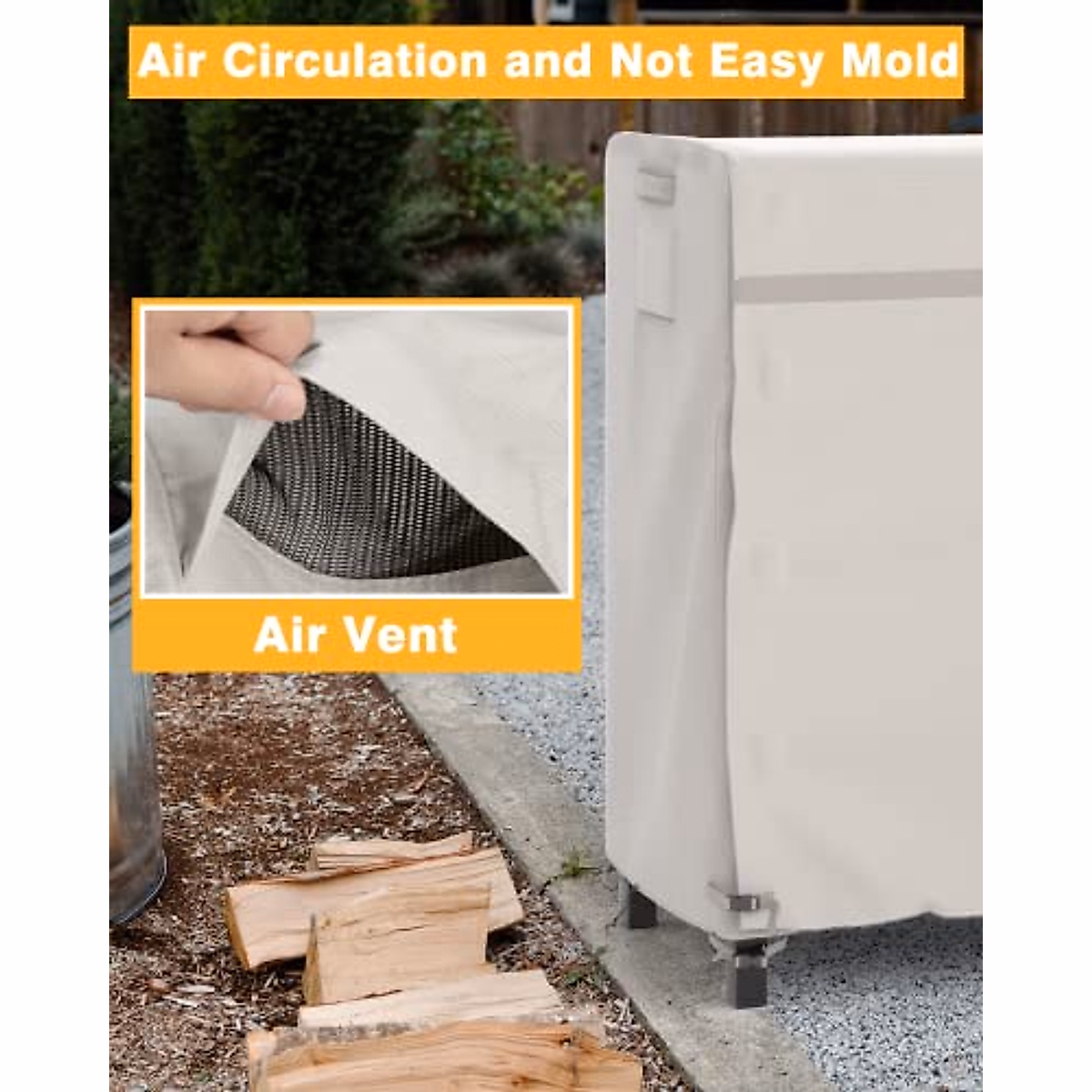 MR. COVER 4 Feet Firewood Rack Cover, 600D Heavy Duty Waterproof Log Rack Cover for Outdoor Wood Holder, Rip-Resistant and Snow-Resistant, 48L x 24W x 48H