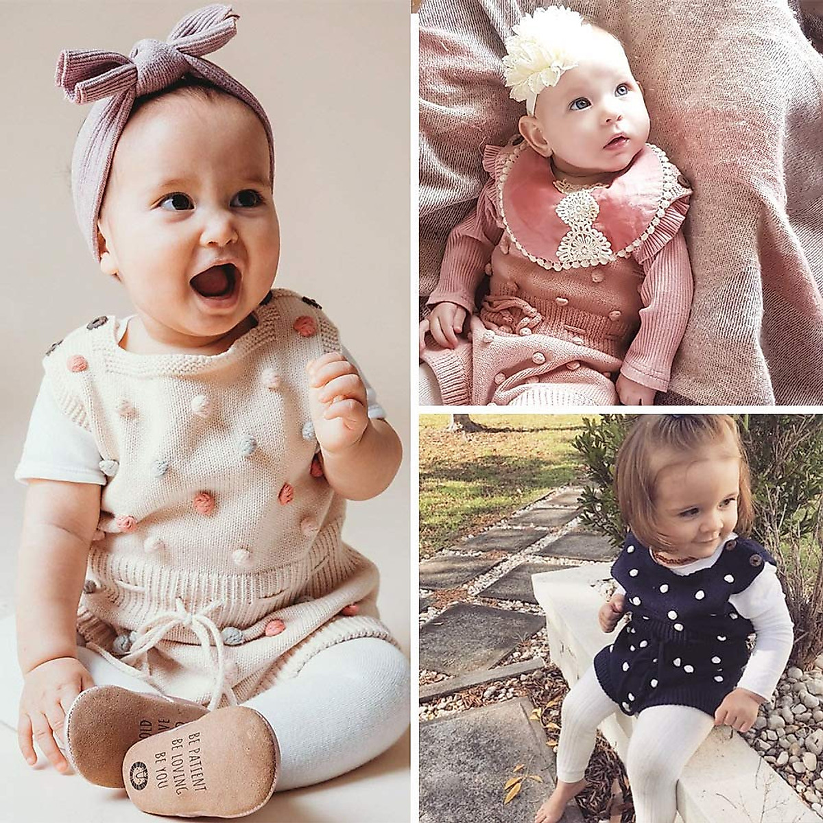 Simplee kids Baby Girl Kint Rompers Fall Sleeveless Pompoms Baby Girl Rompers 3-6 Months Little Girl Apricot Overall Jumpsuit Outfit