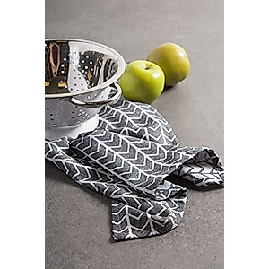 DII Herringbone Kitchen Collection, Dishtowel Set, 18x28, Black & White, 3 Piece