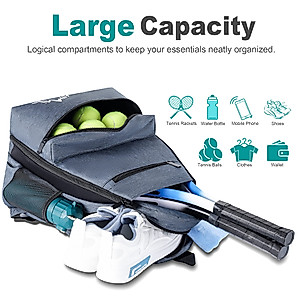 Himal Outdoors Tennis Backpack Tennis Bag - Large Storage Holds 2-3 Rackets and Necessities With Tennis,Pickleball,Racketball,Suitble for Women,Men and Teenagers,Rose Red