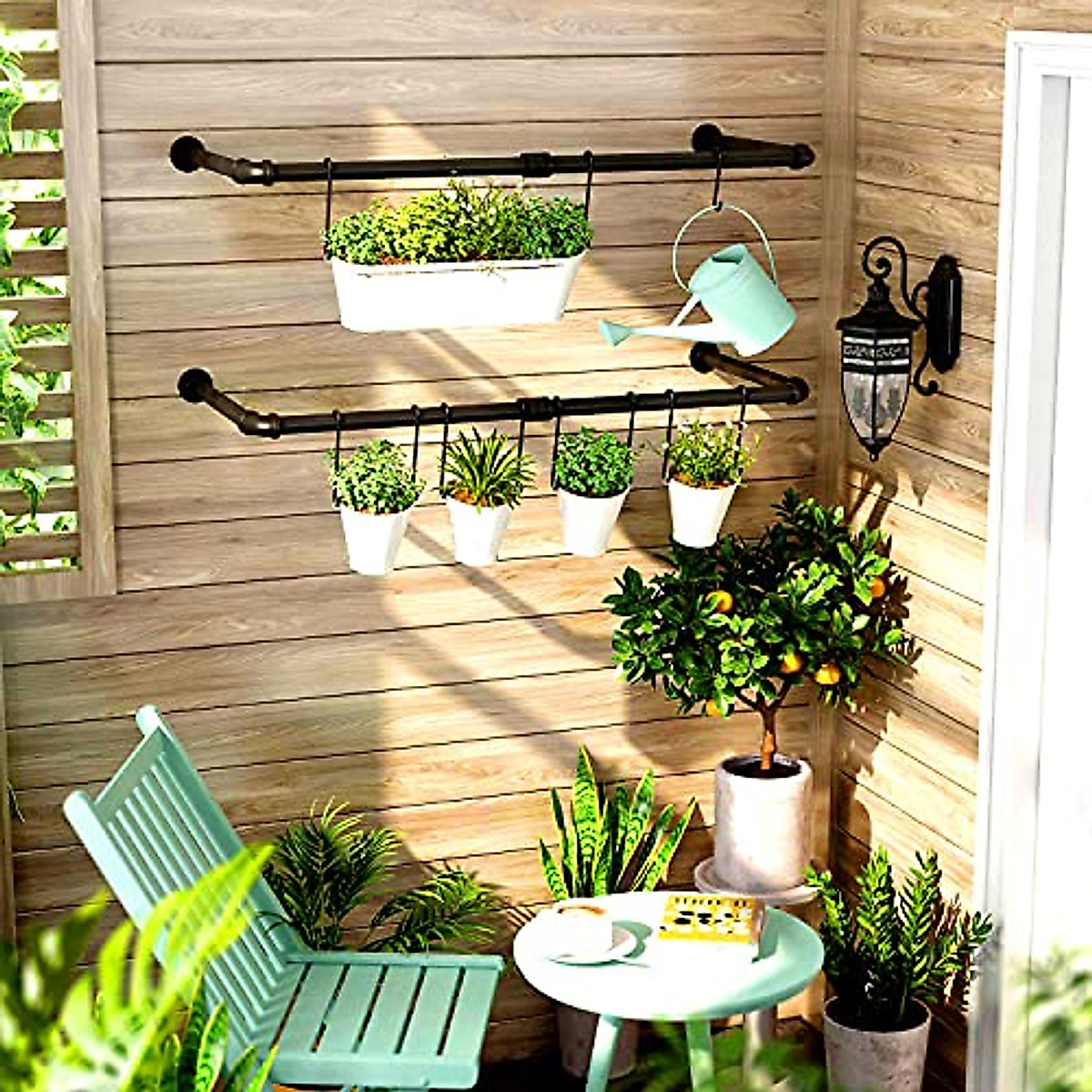 SERENITA Industrial Pipe Clothing Rack 41.0" Set of 2. Heavy Duty Black Iron Pipe Clothing Garment Hanging Rod Bars. Wall Mounted. Closet Laundy 2 Pack