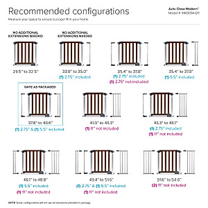Munchkin® Auto Close Modern™ Pressure Mounted Baby Gate for Stairs, Hallways and Doors, Walk Through with Door, 2 x 40.5 x 29 inches, Dark Wood and Silver Metal