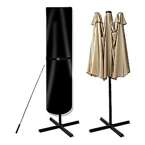 POYEE Umbrella Cover, 420D Waterproof Outdoor Patio Umbrella Cover for 9ft to 14ft Market Umbrella or 15ft Double-sided Umbrella, Coffee