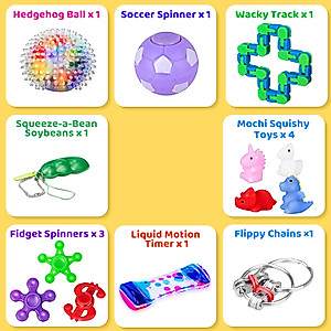 (60 Pcs) Sensory Fidget Toys Pack, School Classroom Rewards Goodie Bag Party Favors for Kids 3-5 4-8 8-12, Stress Relief & Anxiety Relief Tools Autistic ADHD Toys Holiday Birthday