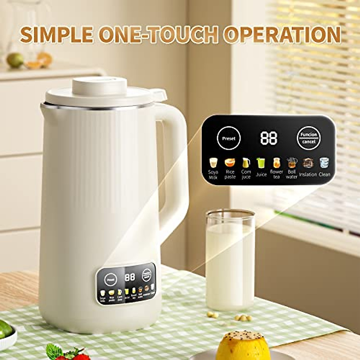 Nut Milk Maker Machine - 20 oz Multi Automatic Almond Milk Machine with 10 Blades, Homemade Almond, Oat, Soy, Etc Grain, Soy Milk Maker Machine with Delay Start/Keep Warm/Self-Cleaning/Free Filtering