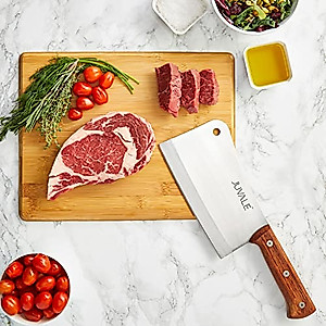 Juvale Stainless Steel Meat Cleaver Knife with Wooden Handle, Heavy Duty Bone Chopper for Butcher, Slicing Vegetables (8 In)