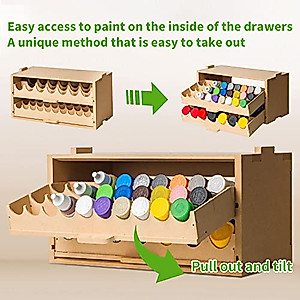 Bucasso Wooden Model Paint Rack Organizer, Paint Storage with MDF Material, Craft Supplies Storage, Suitable for Tamiya/Mr.Hobby Paints and Model Tools, GK8