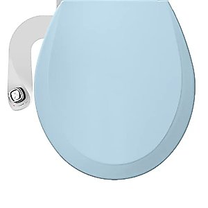 Bio Bidet by Bemis 500EC Toilet Seat with Perfect Fit, Fresh Water Spray, Non-Electric, Easy to Install Bidet, ROUND, Dresden Blue