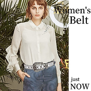 Rhinestone Belts for Men Women Bling Studded Belt With Metal Buckle Western Cowboy Punk Belt For Jeans Pants Jacket (Black-02, M Fit Waist:30-34inches（41.3" Length）)